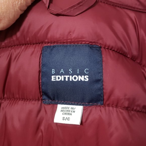 Basic Editions | Jackets & Coats | Ladies Burgundy Puffer Jacket Nwt ...
